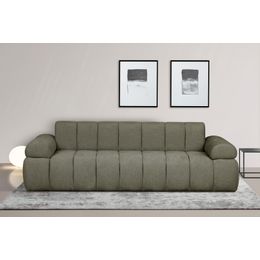 3-Sitzer Home Affaire "LYOTH Design-Sofa, moderne Steppung, Breite 220 cm", oliv, B:220cm H:71cm T:93cm, 100% Polyester, Sofas, 3-Sitzer, mit Wellenunterfederung, gem&uuml;tlich und modern, komfortables Sitzgef&uuml;hl