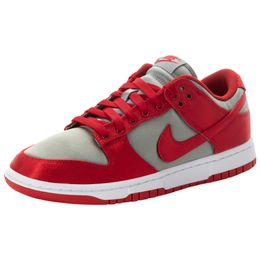 Sneaker Nike Sportswear "W DUNK LOW ESS SNKR", Damen, Gr. 40,5, medium grau, varsity rot, wei&szlig;, Leder, Schuhe Sneaker