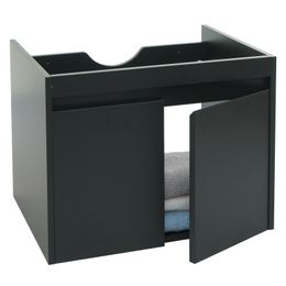 Waschbeckenunterschrank MCW-L86, Badezimmer Waschtisch Unterschrank, MVG Melamin 2 T&uuml;ren 48x59x46cm ~ schwarz