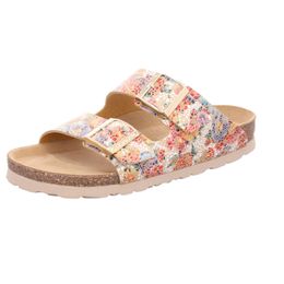 Pantolette Rohde "ALBA", Damen, Gr. 39, beige multicolor, Nubuklederimitat, gebl&uuml;mt, mehrfarbig, Basic, Schuhe Pantolette, Sommerschuh, Hausschuh, Strandschuh mit verstellbaren Schnallen