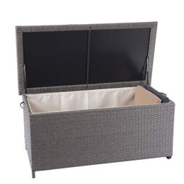 Poly-Rattan Kissenbox MCW-D88, Gartentruhe Auflagenbox Truhe ~ Premium grau, 51x115x59cm 250l