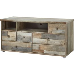 TV-Board Innostyle "BONANZA", braun, B:130cm H:61cm T:52cm, Holzwerkstoff, Sideboards, TV-Board, 4 Schubladen, 1 Klappe, 2 F&auml;cher, 1 Kabeldurchlass, ABS Kantenschutz