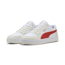 Sneaker Puma "CAVEN 2.0", Herren, Gr. 37, Puma wei&szlig;, rot fire, vapor gray, Synthetik, mehrfarbig, Schuhe Sneaker, mit Schn&uuml;rung, mit Gummilaufsohle, niedrige Schuhh&ouml;he