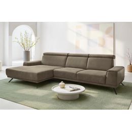 Ecksofa DIE PLANBAR "PN-EM22041 L-Form", grau (alu), B:335cm H:89cm T:188cm, Sofas, Ecksofa, wahlweise motorisches Canape oder Sitztiefenverstellung