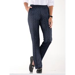 Classic Basics Damen Schlupfhose, blau, Gr. 22, gemustert, 100% Polyester, Hosen