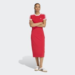 Shirtkleid adidas originals "3-STREIFEN (SCHMAL)", Damen, Gr. M, N-Gr, better scarlet, wei&szlig;, Obermaterial: 93% Baumwolle, 7% Elasthan, Kleider Shirtkleid