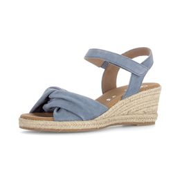 Keilsandalette Gabor "Athen", Damen, Gr. 40, jeansblau, Ziegenveloursleder, unifarben, Schuhe Keilsandalette, Plateau, Sommerschuh in Bequemweite G (=weit)