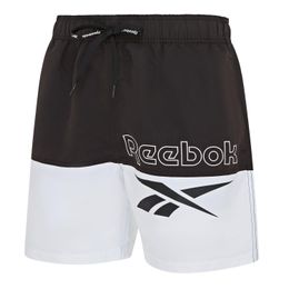 Badeshorts Reebok "Rory", Herren, Gr. S, N-Gr, schwarz-wei&szlig; (schwarz, wei&szlig;), Web, Polyester, unifarben, Badehosen Badeshorts, mit Kordelzug und elastischem Bund, mit Logo, schnell trocknend