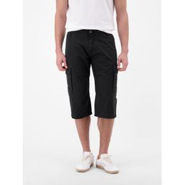 Cargoshorts Lerros "Bermuda mit Cargotaschen, lang geschnitten", Herren, Gr. 36, schwarz graphite, 100% Baumwolle, Hosen Cargoshorts