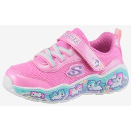 Lauflernschuh Skechers "PLAY SCENE-FUN SQUAD", M&auml;dchen, Gr. 25, bunt (pink, multi), Lederimitat, Mesh, kontrastfarbene Details, Schuhe Lauflernschuh, Sneaker mit bunten Motiven verziert, Gr&ouml;&szlig;enschablone zum Download