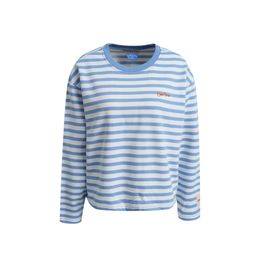 Smith & Soul Sweatshirt SMITH & SOUL, Damen, Gr. L, true blau, Sweatware, Obermaterial: 100% Baumwolle, bestickt, gestreift, gerade normal, Rundhals, abgesteppte Kante, Sweatshirts Sweatshirt, mit Stickerei und Label-Aufn&auml;her