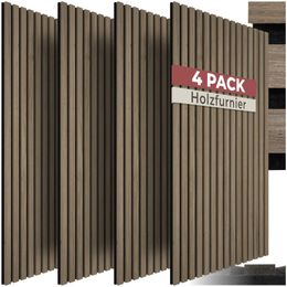 TecTake&reg; Akustikpaneele, Holzoptik in Eiche dunkel, MDF und Echtholzfurnier, Gr&ouml;&szlig;e flexibel anpassbar