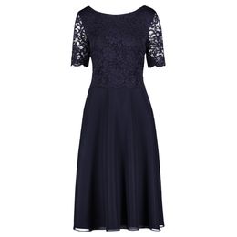 Cocktailkleid Vera Mont "Cocktailkleid mit Spitze", Damen, Gr. 50, EURO, blau (night sky), 100% Polyester PES., Kleider Cocktailkleid