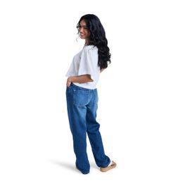 Relax-fit-Jeans Roxy "London Aqua Mirage", Damen, Gr. 28, medium blau, Obermaterial: 51% Walkfrottier, 49% Lyocell;, Jeans Relax-fit-Jeans