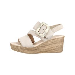 Gabor Damen Keilsandalette "Gabor Sandalen Veloursleder", Gr. 37,5, beige, Veloursleder, Schuhe