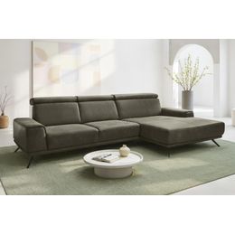 Ecksofa DIE PLANBAR "PN-EM22041 L-Form", gr&uuml;n (olive), B:335cm H:89cm T:188cm, Sofas, Ecksofa, wahlweise motorisches Canape oder Sitztiefenverstellung