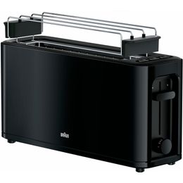 Braun Toaster "PurEase HT 3110 BK - 1 Langschlitz, 7 Stufen, Auftau- Aufw&auml;rmfunktion", schwarz, B:12cm H:24cm T:38cm, Toaster, 1.000 W, Kunststoff, Automatische Abschaltung, Br&ouml;tchenaufsatz, Toaster