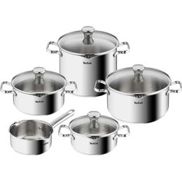 Topf-Set Tefal "Duetto Induktion, robust und hochwertig, Induktions T&ouml;pfe Set", silber (edelstahlfarben), T&ouml;pfe, Topf-Set, mit Siebdeckel, f&uuml;r alle Herdarten geeignet