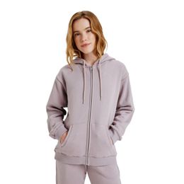 Hoodie Roxy "Surf Stoked Zipped Brushed", Damen, Gr. XL, nirvana, Obermaterial: 60% Walkfrottier, 40% Microfaser;, Sweatshirts Hoodie