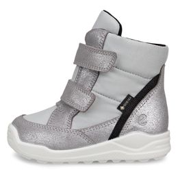 Ecco M&auml;dchen Klettstiefel "Urban Mini", Gr. 25, silber, Textil, Veloursleder, metallic, Schuhe, Winterboots, Winterstiefel, Stiefelette mit GORE-TEX