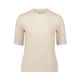 Rundhalsshirt Betty Barclay "Strukturshirt mit Stehkragen", Damen, Gr. 48, beige, Obermaterial: 60% Baumwolle CO. 30% Polyamid PA. 10% Elasthan EL., Shirts Rundhalsshirt