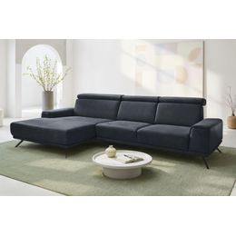 Ecksofa DIE PLANBAR "PN-EM22041 L-Form", blau (nightblau), B:335cm H:89cm T:188cm, Sofas, Ecksofa, wahlweise motorisches Canape oder Sitztiefenverstellung