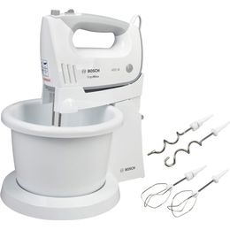 Bosch Handmixer "ErgoMixx MFQ36460, Edelst. Besen/Knethaken, St&auml;nder, Sch&uuml;ssel, wei&szlig;", grau (wei&szlig;, grau), B:20cm H:15,5cm T:7,5cm, Mixer, 5 Stufen, ergon. Soft-Touch-Griff, Made in Europe, Handmixer