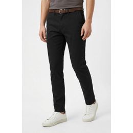 Jack & Jones Chinohose JACK & JONES "JPSTMARCO ADAM BELTED CHINO", Herren, Gr. 33, L&auml;nge 32, schwarz, Web, Obermaterial: 98% Baumwolle, 2% Elasthan, unifarben, slim fit kn&ouml;chellang, Hosen Chinohose