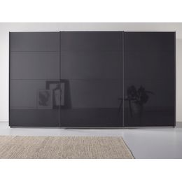 Schwebet&uuml;renschrank Rauch "Kleiderschrank Schrank Garderobe W&auml;scheschrank Ankleide OTELI", grau (graumetallic, effektgrau hochglanz), B:360cm H:210cm T:68cm, Holzwerkstoff, Schr&auml;nke, Schwebet&uuml;renschrank, schlichte Dekor- oder Hochglanz-Front, viel Stauraum MADE IN GERMANY