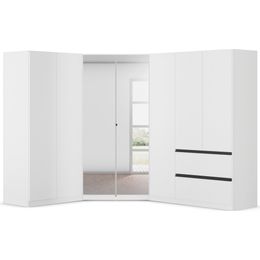 Schrank-Set Rauch "Kleiderschrank Schrank Garderobe W&auml;scheschrank COSTA Gr&ouml;&szlig;e 208x253 cm", schwarz-wei&szlig; (alpinwei&szlig;, eingriffe graumetallic), H:197cm T:253cm, Holzwerkstoff, Kastenm&ouml;bel-Sets, Schrank-Set, viel Platz, grifflose Front und Push-to-Open Funktion MADE IN GERMANY