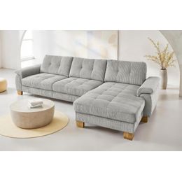 Ecksofa DIE PLANBAR "PP-LA19101 L-Form, Breite 316 cm", silber, B:316cm H:86cm T:177cm, 88% Polyester;12% Polyamid, Sofas, Ecksofa, wahlweise mit Bettfunktion und verstellbaren Kopfst&uuml;tzen, in Cord