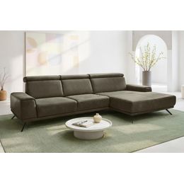 Ecksofa DIE PLANBAR "PN-EM22041 L-Form", gr&uuml;n (olive), B:335cm H:89cm T:188cm, Sofas, Ecksofa, wahlweise motorisches Canape oder Sitztiefenverstellung