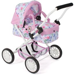 Bayer Chic 2000 Puppenwagen CHIC2000 "Smarty, Mini-Kuschelwagen", bunt (flowers), Puppenwagen, KinderB:56cm H:56cm T:56cm, Kunststoff, Metall, Stoff, Puppenwagen, mit herausnehmbarer Tragetasche, B:56cm H:56cm T:56cm