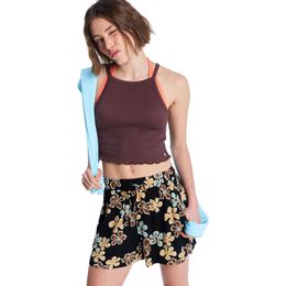 2-in-1-Shorts Roxy "Lekeitio Break", Damen, Gr. L, anthrazit nostalgic feels, Obermaterial: 100% Viskose;, Hosen 2-in-1-Shorts