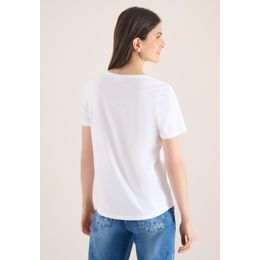 Cecil Damen T-Shirtuniversal blau, wei&szlig;, Gr. S, unifarben, Web, 50% Baumwolle, 50% Modal, Shirts, im Basic-Style