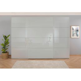 Schwebet&uuml;renschrank Rauch "Kleiderschrank Schrank Garderobe KOLUNA mit hochwertiger Glasfront", grau (seidengrau, glas seidengrau), B:315cm H:210cm T:62cm, Holzwerkstoff, Schr&auml;nke, Schwebet&uuml;renschrank, inkl. 2 Innenschubladen sowie extra Einlegeb&ouml;den MADE IN GERMANY