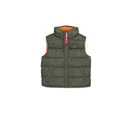 Wendejacke Alpha Industries "Hooded Puffer Vest FD", Herren, Gr. S, gr&uuml;n (sage, gr&uuml;n), Obermaterial: 100% Polyester; Futter: 100% Polyester; F&uuml;llung: 100% Polyester, Jacken Wendejacke