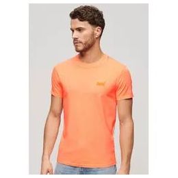 Rundhalsshirt Superdry "ESSENTIAL LOGO EMB NEON TEE", Damen, Gr. XXL, orange (dry fluro orange), Single Jersey, Obermaterial: 100% Baumwolle, unifarben, h&uuml;ftlang, Rundhals, Shirts Rundhalsshirt