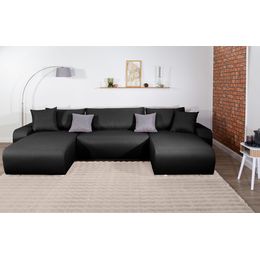 Wohnlandschaft Collection AB "Paola U-Form, Breite 314 cm", anthrazit, B:314cm H:41cm T:169cm, 100%Polyester, Sofas, Wohnlandschaft, inkl. Schlaffunktion und Bettkasten
