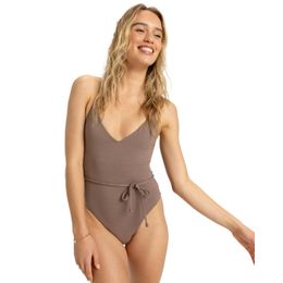 Badeanzug Roxy "Lasca", Damen, Gr. XS, grau (deep taupe), Obermaterial: 78% Nylon, 9% Nylon, 7, 00% Metall, 6, 00% Elasthan;, Badeanz&uuml;ge Badeanzug