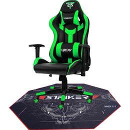 Hyrican Gaming-Stuhl "Striker Gaming-Stuhl "Copilot" Gamingstuhl + Stuhlunterlage", gr&uuml;n (gr&uuml;n, schwarz, schwarz, schwarz), Kunstleder, St&uuml;hle, Bodenschutzmatte 1100x1100x2mm, Gaming-Stuhl