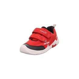 Sneaker Superfit "TRACE WMS: mittel", M&auml;dchen, Gr. 34, rot, schwarz, Lederimitat, Textil, unifarben mit Farbeinsatz, Schuhe Sneaker, Klettschuh, mit herausnehmbarer Einlage, Gr&ouml;&szlig;enschablone zum Download
