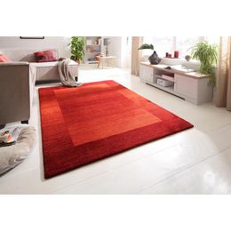 Wollteppich Theko, B:200cm H:9mm L:300cm, rot, Wolle, Wohnzimmer, Teppiche, "Gabbeh Super, Handweb, auch als L&auml;ufer erh&auml;ltlich, reine Wolle",