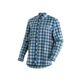Funktionshemd Maier Sports "Kasen L/S M", Herren, Gr. 52, Normalgr&ouml;&szlig;en, blau, 97% Polyester, 3% Elasthan, Hemden Funktionshemd, Herren Hemd langarm, karriertes Freizeithemd, Langarmhemd, Regular Fit