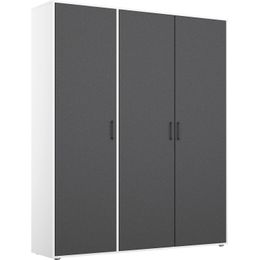 Kleiderschrank Rauch "VOYAGER Garderobe W&auml;scheschrank TOPSELLER Schlafzimmer", wei&szlig; (alpinwei&szlig;, graumetallic, griffe graumetallic), B:140cm H:194cm T:53cm, Holzwerkstoff, Schr&auml;nke, Kleiderschrank, mit 2 modernen Griffvarianten, viel Stauraum MADE IN GERMANY