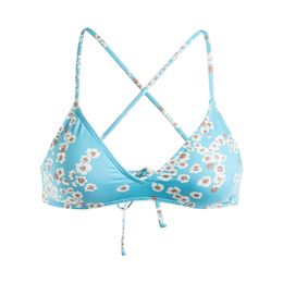Triangel-Bikini-Top Roxy "Printed Beach Classics", Damen, Gr. S, Cup B, blau (maui blau margarita), Obermaterial: 87% Nylon, 13% Elasthan;, Bikini-Oberteile Triangel-Bikini-Top