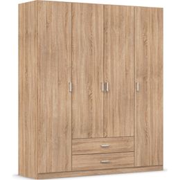 Dreht&uuml;renschrank Rauch "Kleiderschrank Garderobe GAMMA Breiten 91/136/181/226/271/315/360 cm", braun (eiche sonoma, griffe alu), B:181cm H:210cm T:54cm, Holzwerkstoff, Schr&auml;nke, Dreht&uuml;renschrank, mit Schubladen, verschiedene Griff-Varianten TOPSELLER MADE IN GERMANY