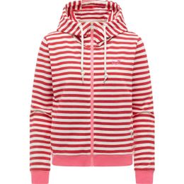 Sweatjacke Ragwear "Sweatjacke Parya Stripes", Damen, Gr. XS, rot, Obermaterial: 50% Baumwolle CO. 50% Elasthan EL., Sweatjacken Sweatjacke