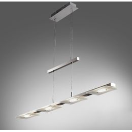 B.K.LICHT LED Pendelleuchte "Aries", grau (nickelfarben), 4, H: 170cm, Leuchten, Deckenleuchte, Pendelleuchte, inkl. 18W 1600lm, H&auml;nge-Lampe, Esszimmer, LED Pendelleuchte