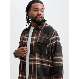 Jack & Jones PlusSize Herren Langarmhemd "JJEBRADLEY OLLIE OVERSHIRT LS NOOS PLS"monks robe, Gr. 6XL, JACK & JONES PLUSSIZE, kariert, Web, Obermaterial: 70% Polyester, 20%